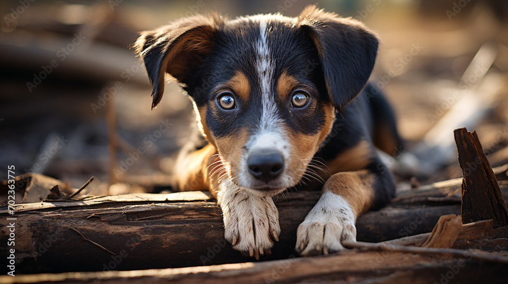 A captivating close-up of a pup with huge, beguiling eyes that will ...