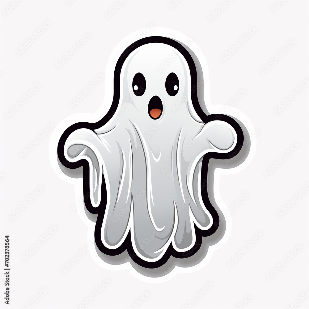 Cute cartoon ghost sticker isolated on white background. Vector ...