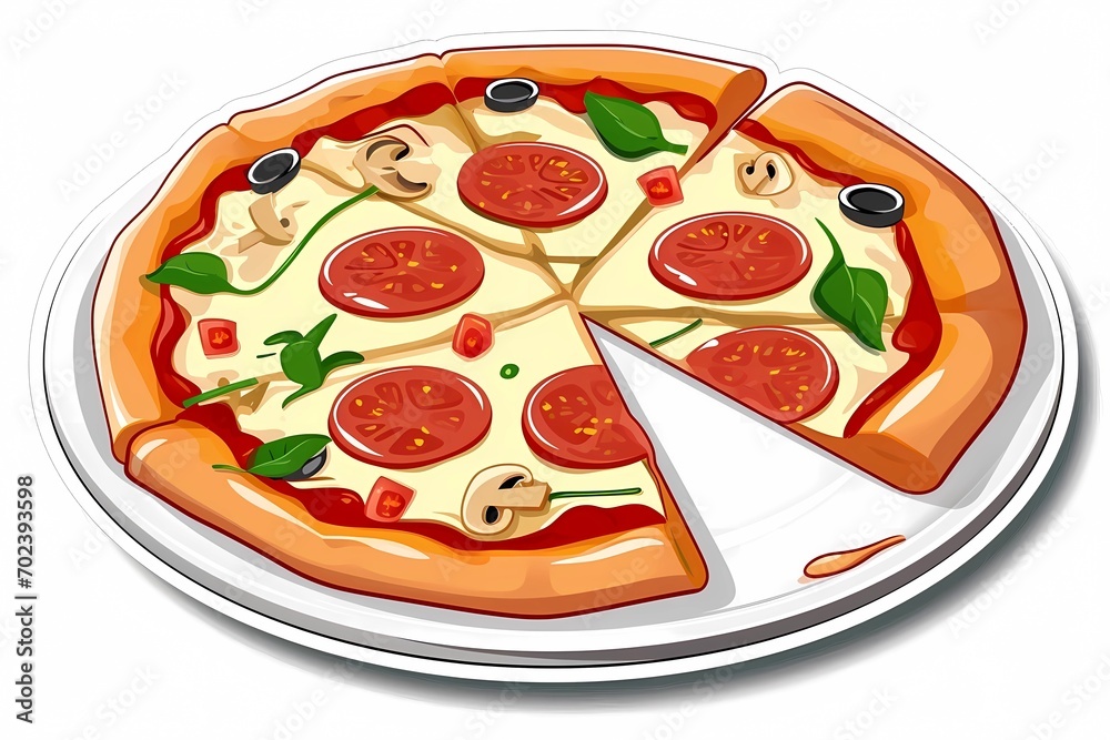 pizza drawing, Italian cuisine, drawing for pizzeria, illustration for ...