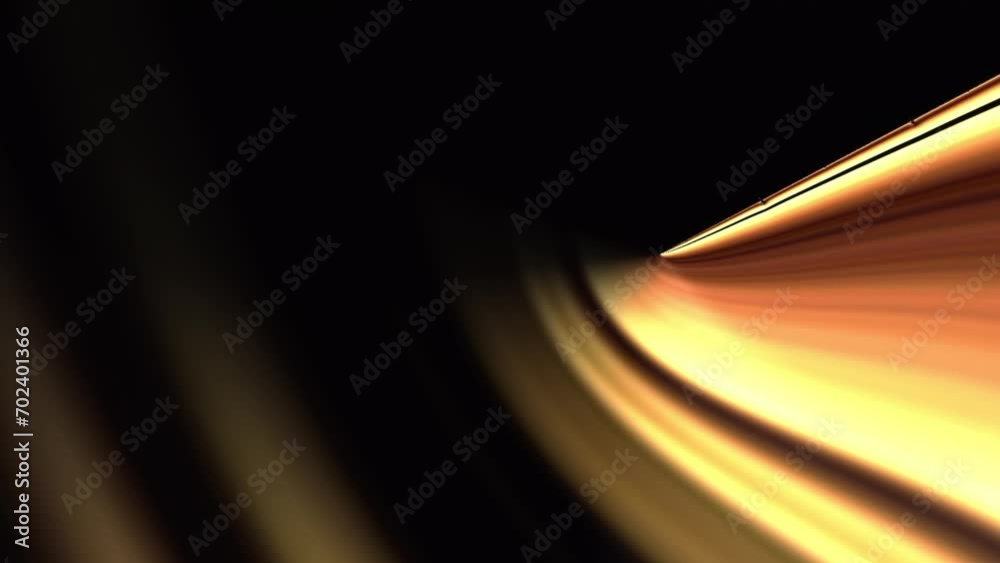 Luxury gold line flowing on black background. Copy space for text, logo ...
