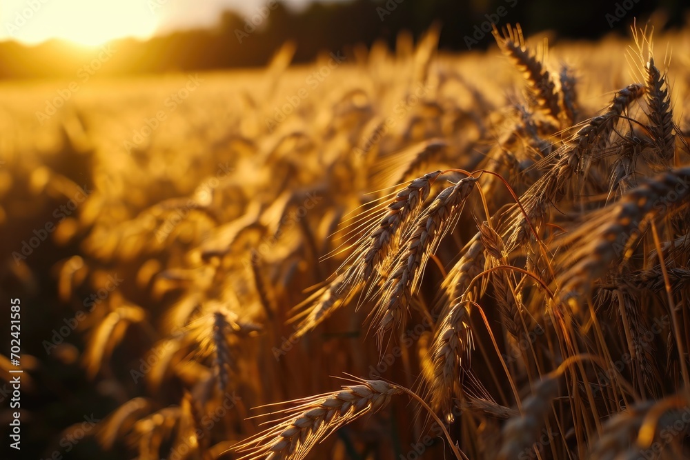 A breathtaking landscape of golden wheat fields, basking in the warm ...