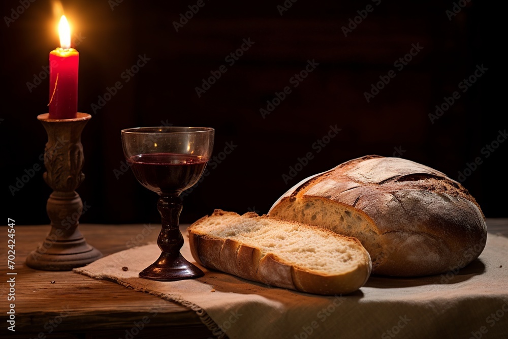 Evoking solemnity and tradition, a traditional Communion setup features ...
