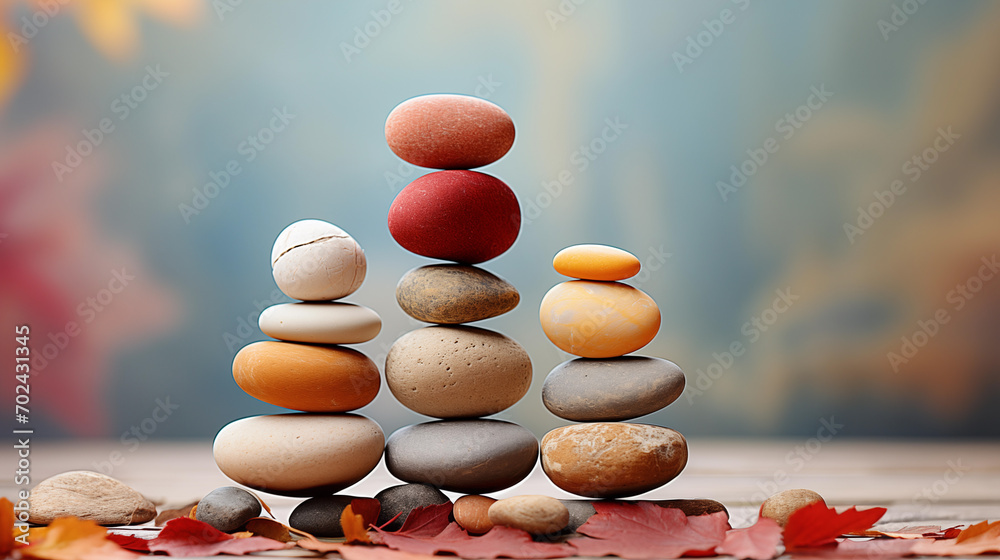 Torres de piedras estilo zen sobre fondo liso como simbolo de paz y ...