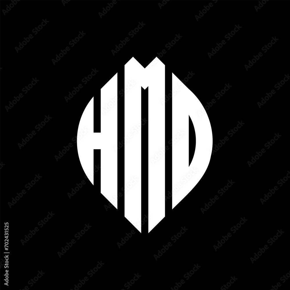 HMD circle letter logo design with circle and ellipse shape. HMD ...