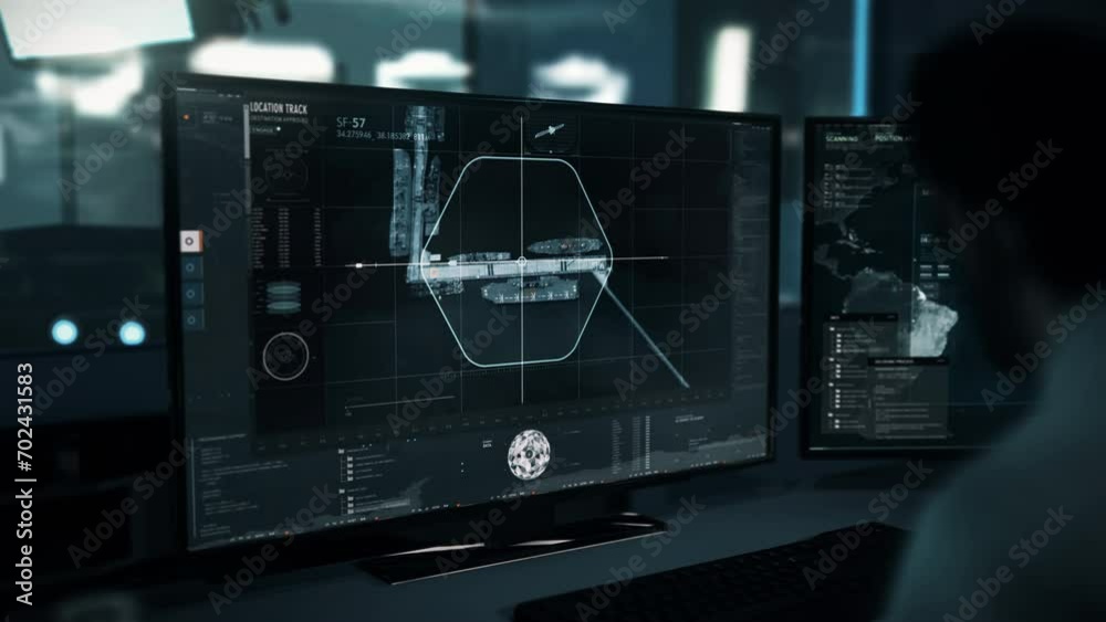 Vidéo Stock Spy surveillance tracking system is examining the selected ...