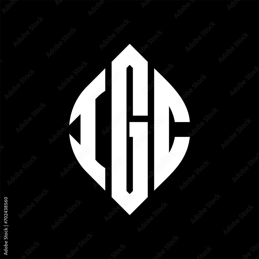 IGC circle letter logo design with circle and ellipse shape. IGC ...