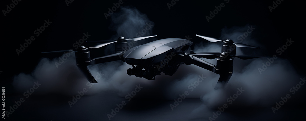 Drone Coming out of smoke. Military Grade Drone. Dark Drone. Security ...