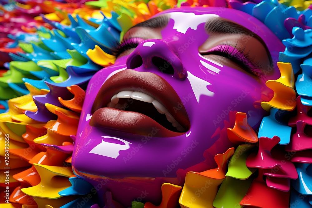 Mesmerising Abstract Face. High Resolution Pixelation with Fragmented ...