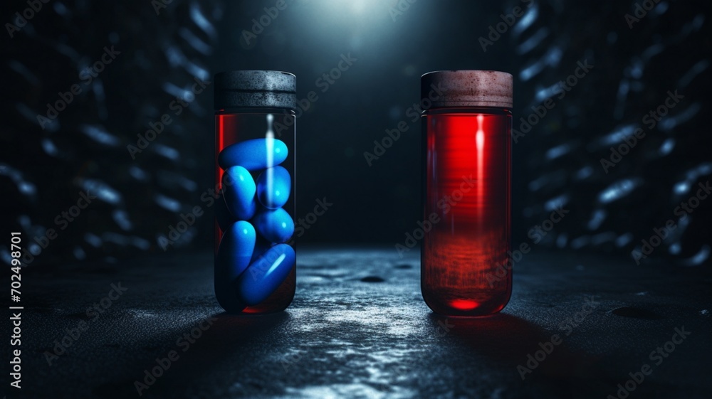 Dual Realities Unveiled: Cinematic Dark Background Featuring One Red ...