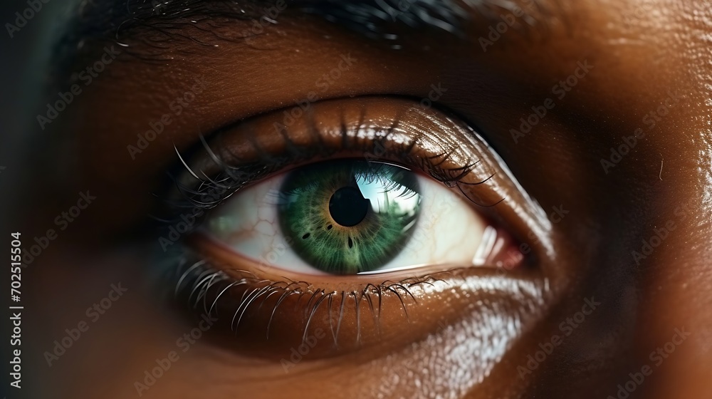 Close up of an African man's face. Eye macro with black iris. Close-up ...