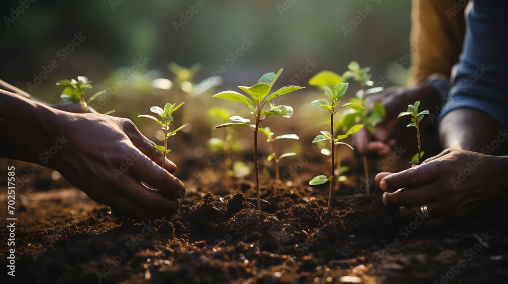 Two men planting a tree concept of world environment day planting ...
