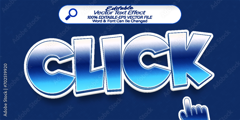 Click Vector Text Effect Editable Alphabet Social Media Button Search ...
