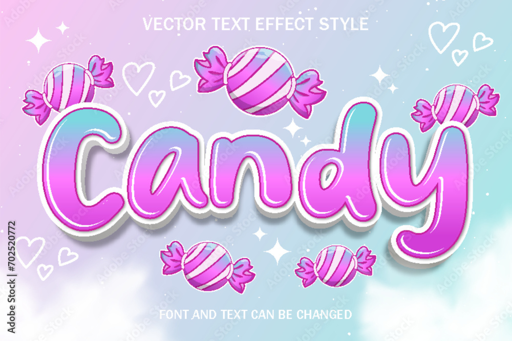 candy colorful cute sweet typography editable text effect kawaii ...