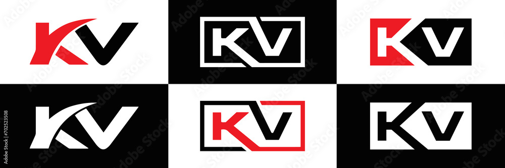 KV logo. KV set , K V design. White KV letter. KV, K V letter logo ...