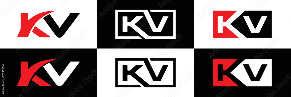 KV logo. KV set , K V design. White KV letter. KV, K V letter logo ...