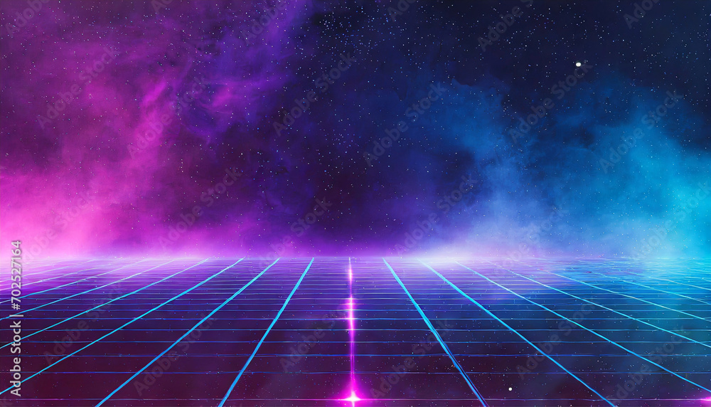 Synthwave vaporwave retrowave cyber background with copy space, laser ...