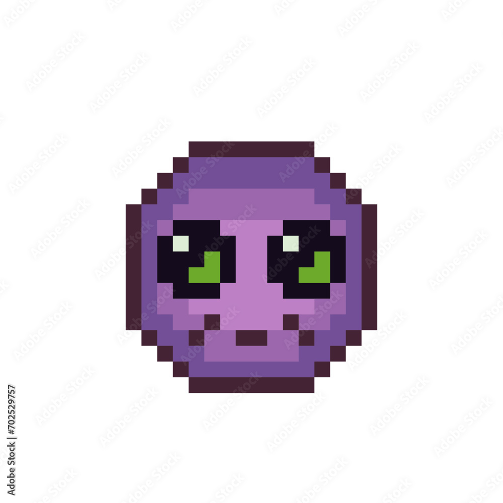 Embarrassed face with big eyes, pixel art icon cartoon character. 8-bit ...