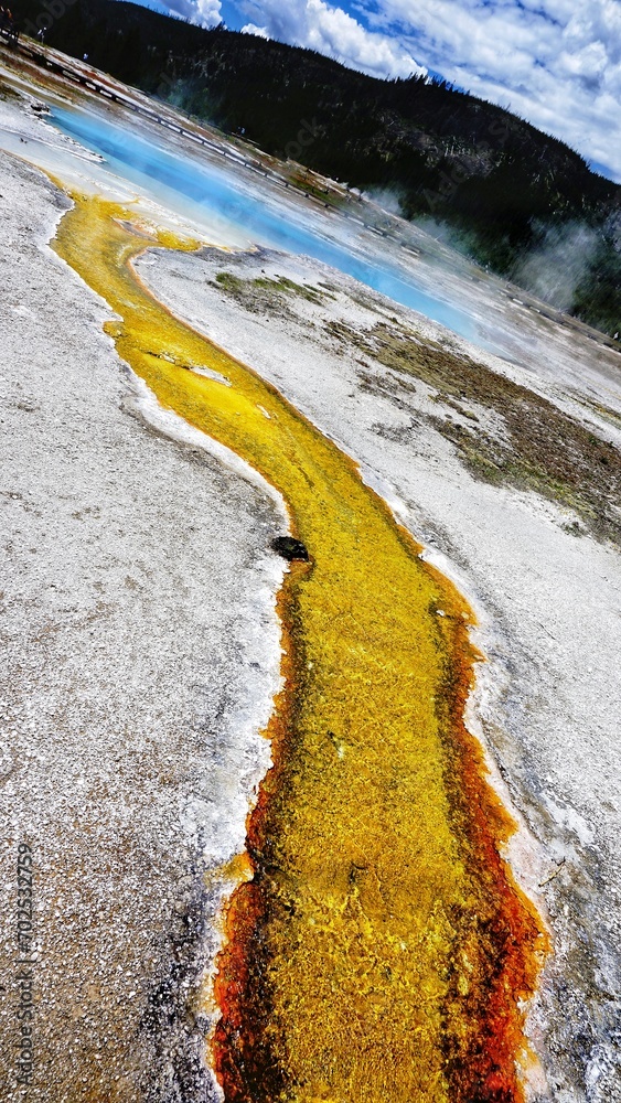 Colorful geysers hot springs in Yellowstone National Park, Wyoming ...