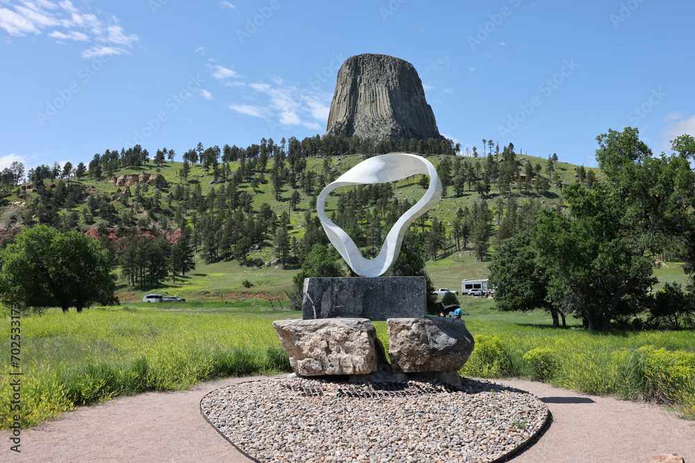 Devils Tower, Wyoming, USA - Jun 22, 2023: The World Peace Sculpture ...