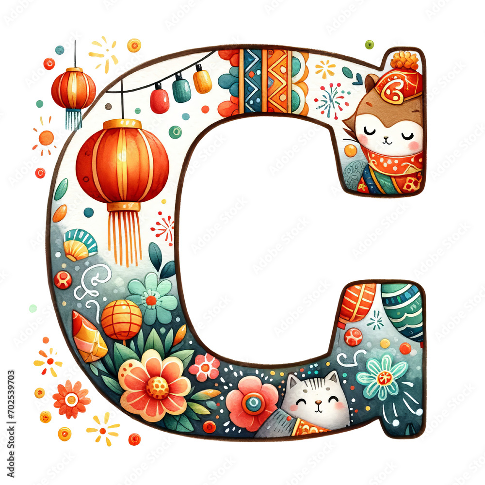 chinese alphabet, chinese number, chinese clipart, water color clipart ...