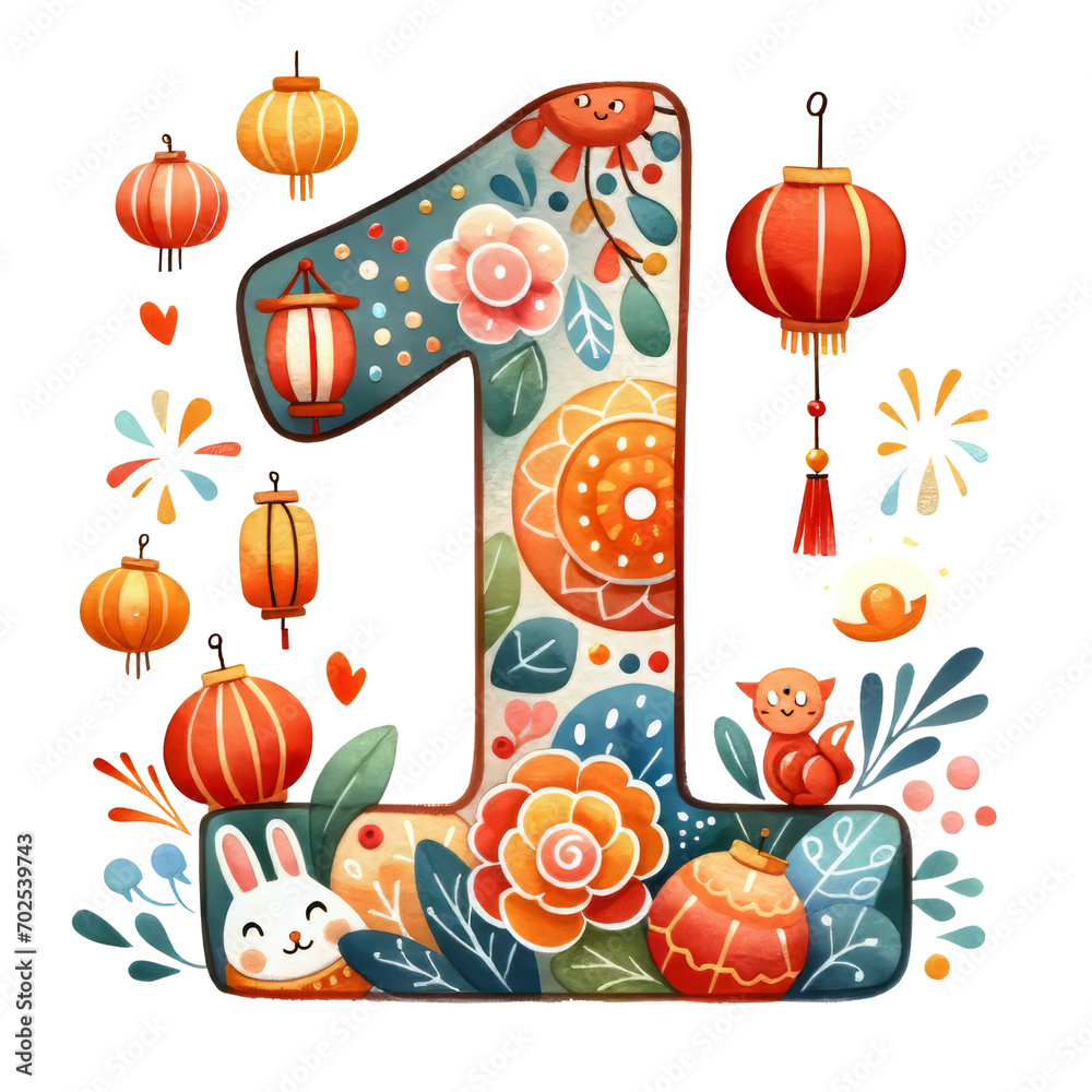 chinese alphabet, chinese number, chinese clipart, water color clipart ...