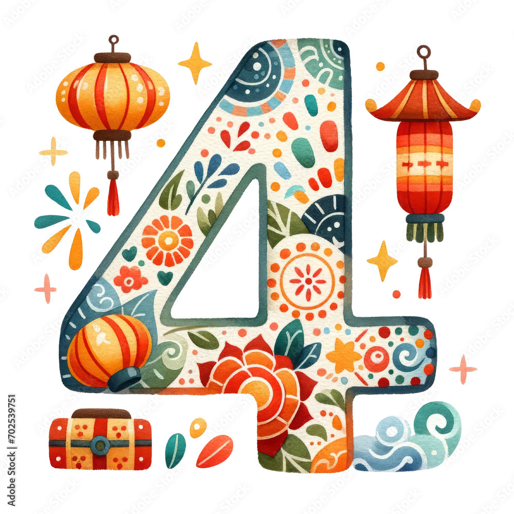 chinese alphabet, chinese number, chinese clipart, water color clipart ...