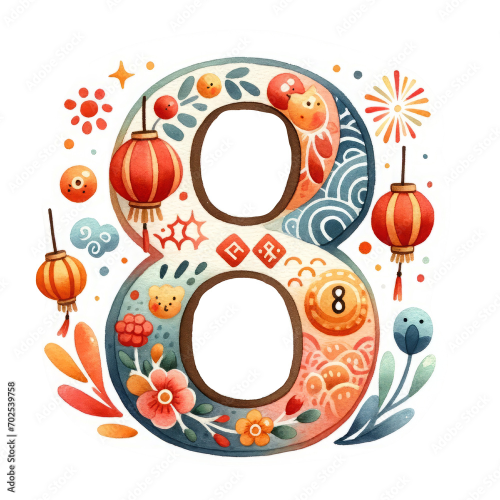 chinese alphabet, chinese number, chinese clipart, water color clipart ...