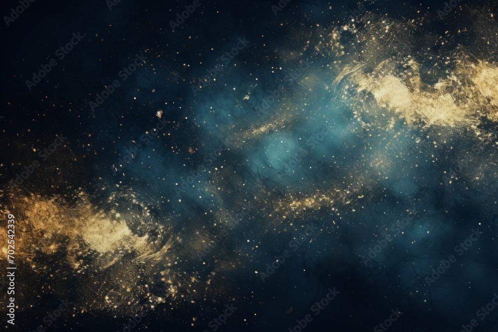 abstract blue and gold background with particles. golden light sparkle ...