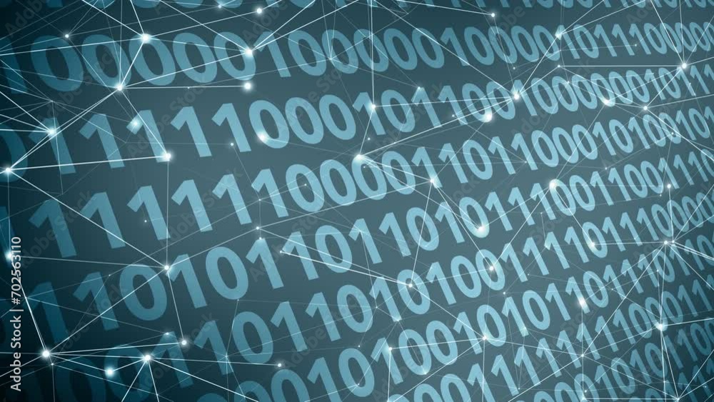 Cyber security lines of binary code and connected lines in technology background of artificial ...