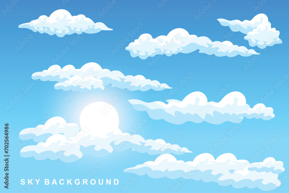 Sky Cloud Background Design Illustration Template Vector Decor Banner ...