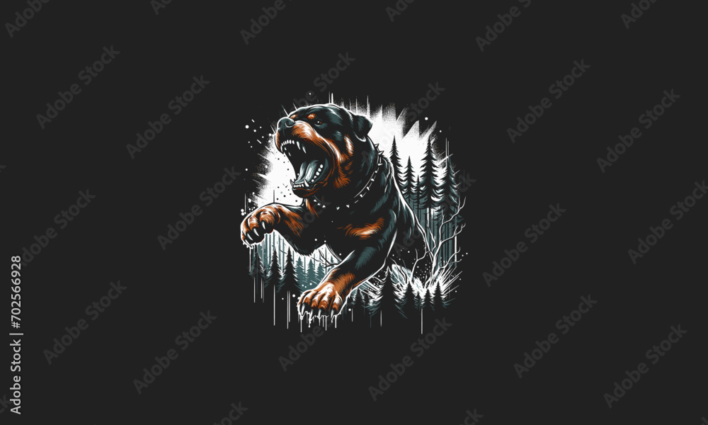 rottweiler angry on forest vector illustration artwork design Stock ...