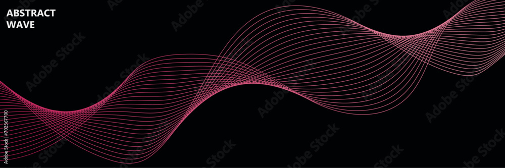 Abstract colorful Red wave line in Dark background modern stream wave ...