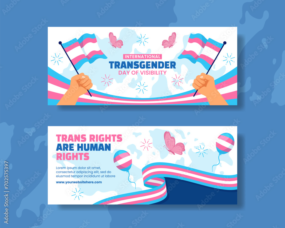 Transgender Day of Visibility Horizontal Banner Cartoon Templates ...