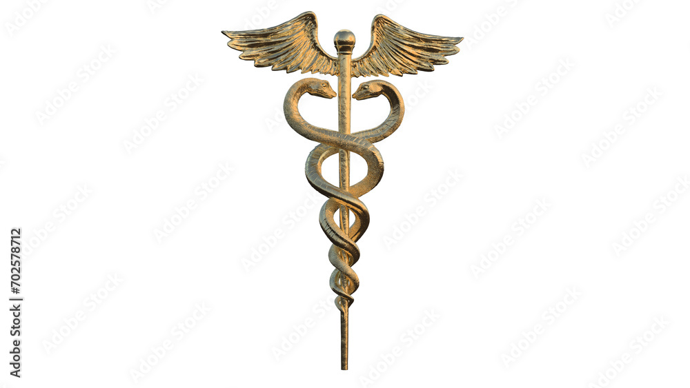 Caduceus Medical symbol 3d isolated rotating on a transparent ...