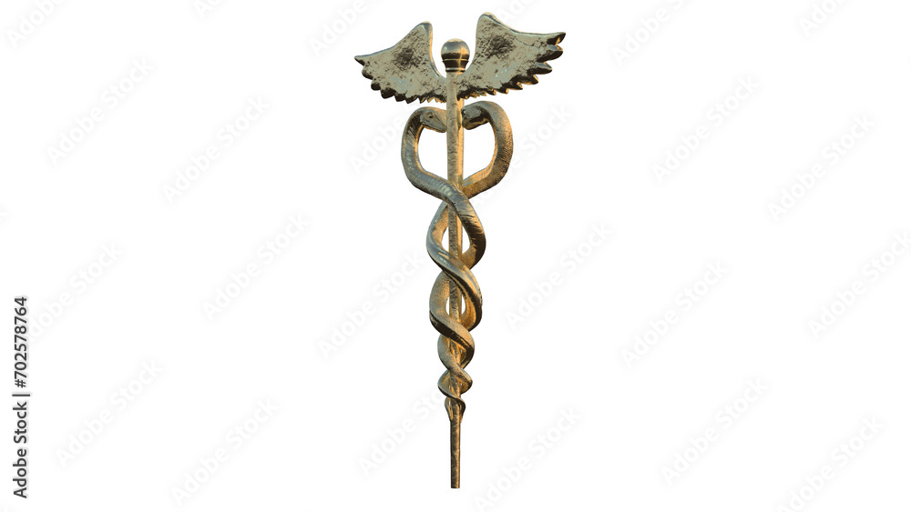 Caduceus Medical symbol 3d isolated rotating on a transparent ...