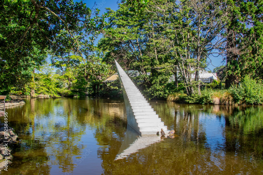 Diminish And Ascend is a welded aluminum stairway sculpture by David ...
