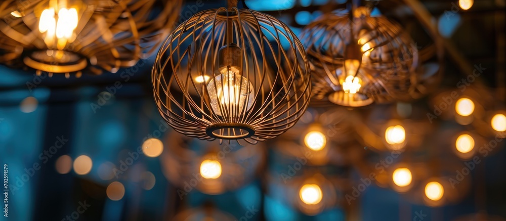 Modern wire ceiling lights with LED lamps, inspired by art nouveau ...