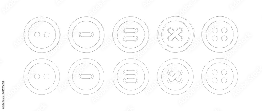 Set of black and white buttons. Silhouette buttons with two and four ...