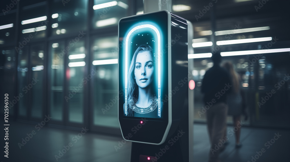 Face recognition scanner camera inside a subway station. Stock Photo ...