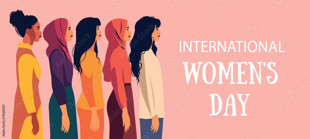 Vector flat horizontal banner with text for International Women's Day ...
