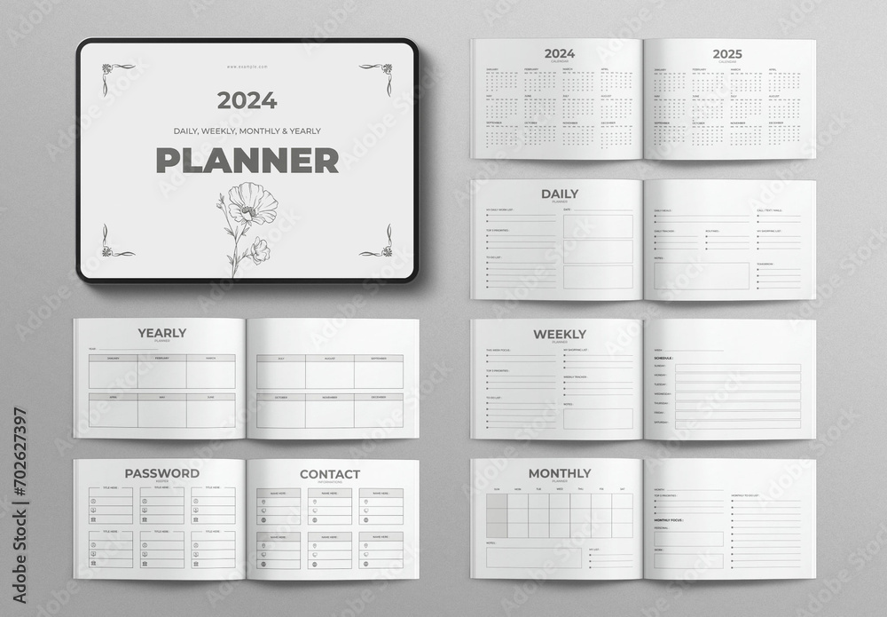 Planner Layout Design Template Landscape Stock Template | Adobe Stock