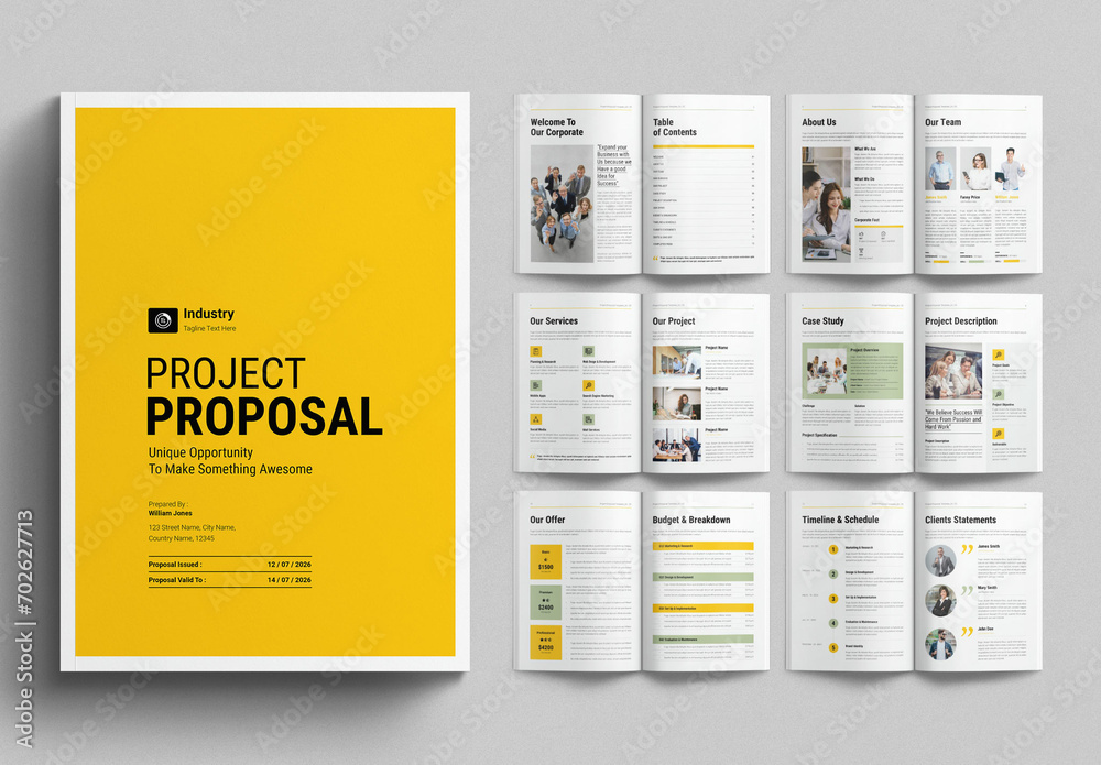 Modelo de Project Proposal Template Design Layout do Stock | Adobe Stock