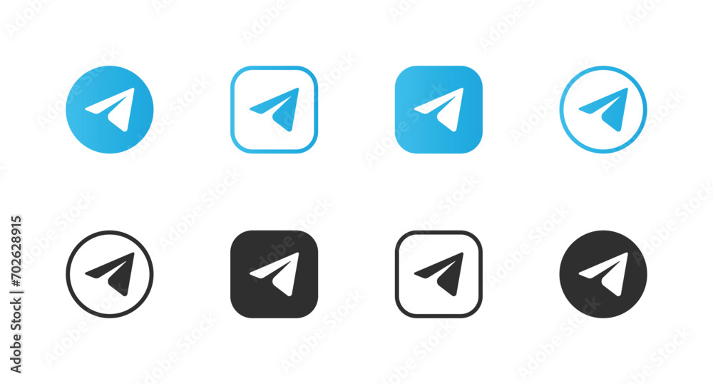 Telegram Logo Icon Set - Messaging App Brand Symbols Vector Stock ...