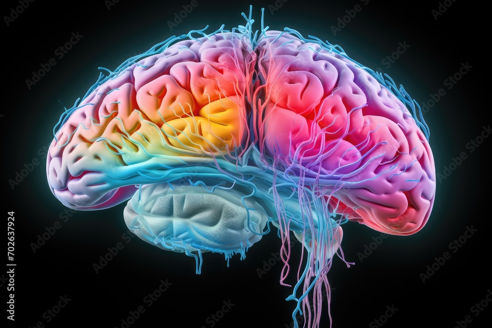 Brain Neural circuits signals via neurotransmission. Receptors dopamine ...