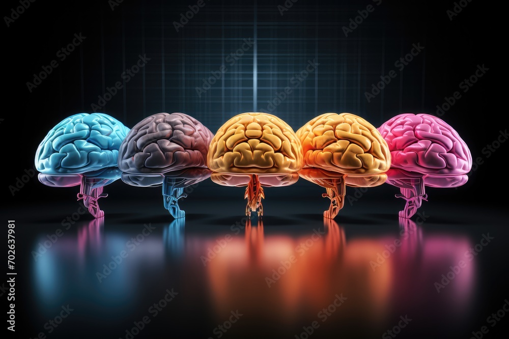 Brain Neural circuits signals via neurotransmission. Receptors dopamine ...