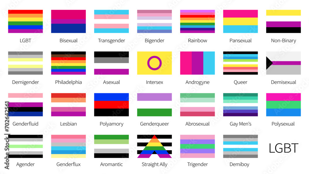 LGBT pride flags set of sexual diversity and identity rainbow signs ...