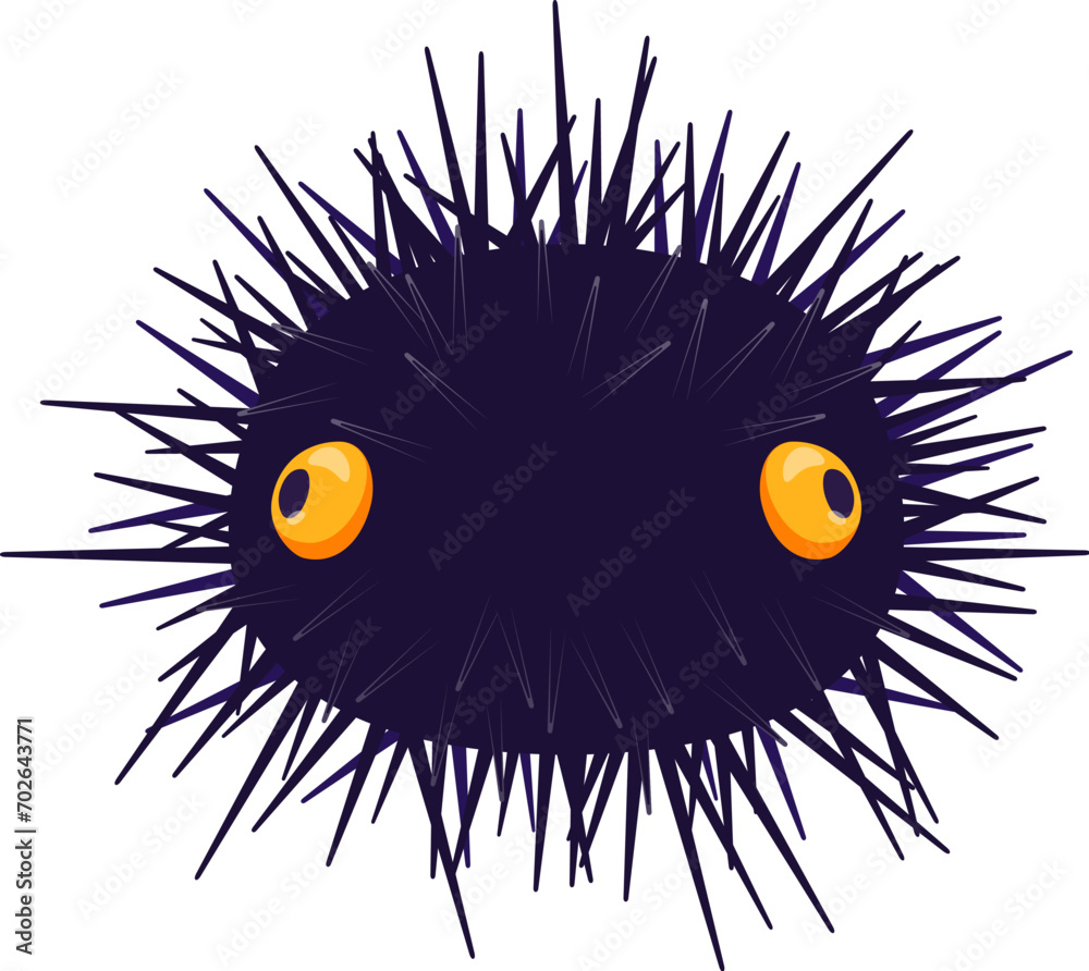 Cartoon sea urchin character. Sea wildlife, ocean bottom wild animal or ...