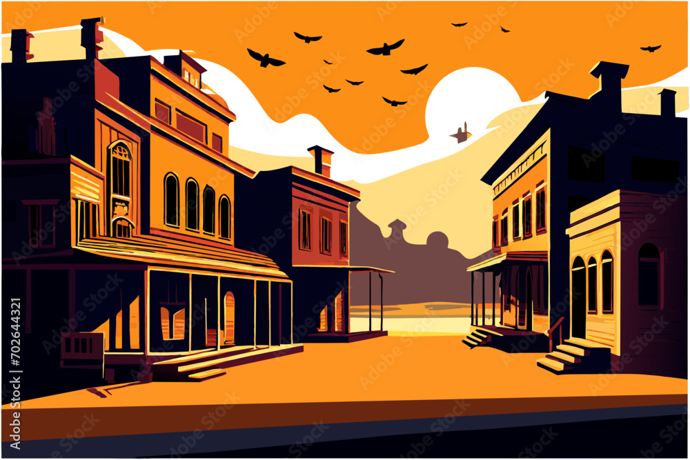 Old west ghost town. vektor icon illustation Stock Vector | Adobe Stock