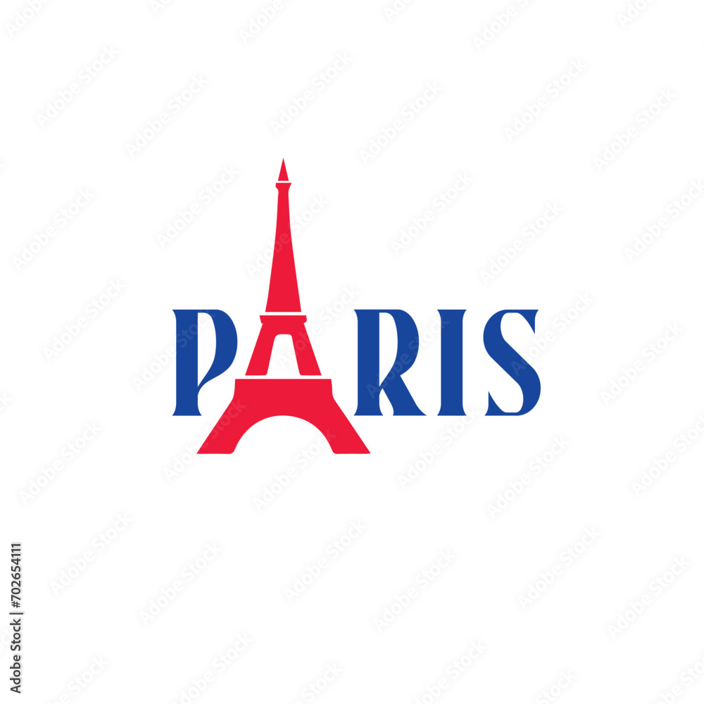 Paris logo. Paris word with eiffel tower Vector Illustration for print ...