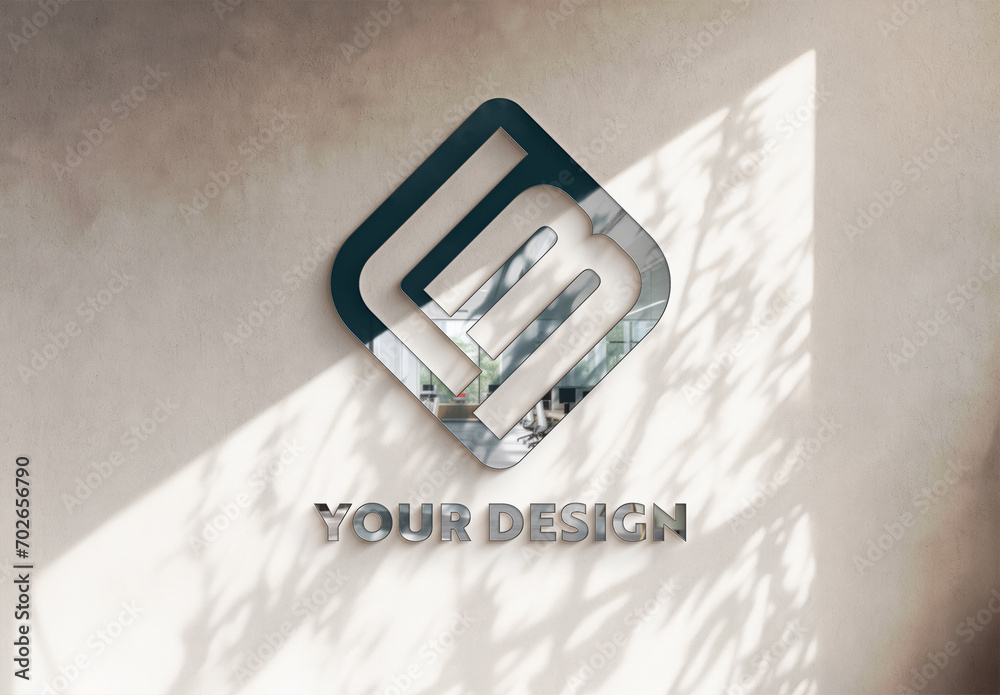 Reflecting Logo On Blank Wall Mockup Stock Template | Adobe Stock